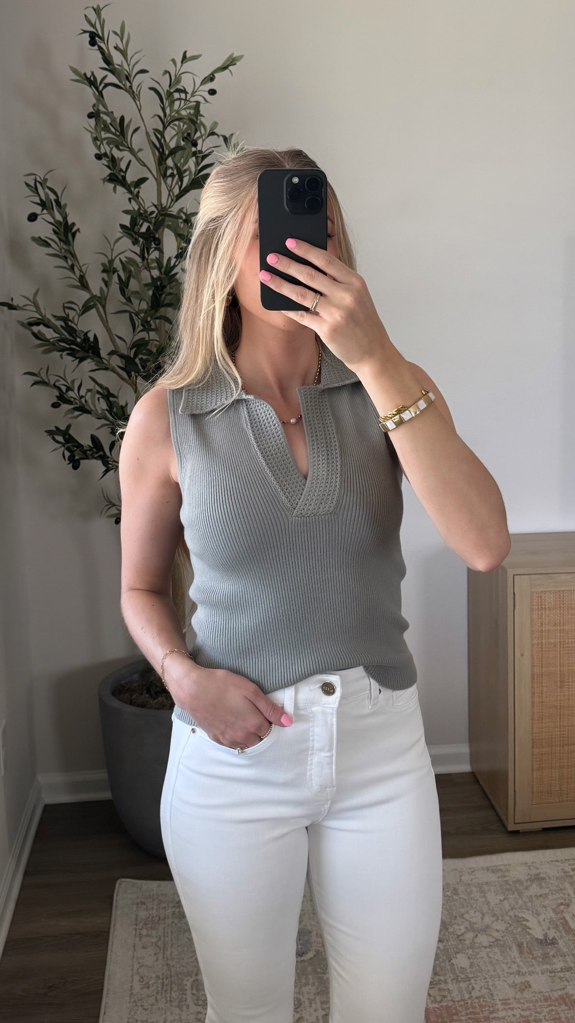 Collared Knit Tank / Dusty Green – KAE Clothing